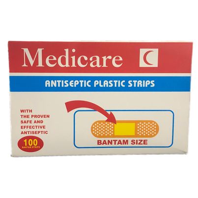 MEDICARE Band Aid Antiseptic Plastic Strips with Acrinol Bantam Size S ...