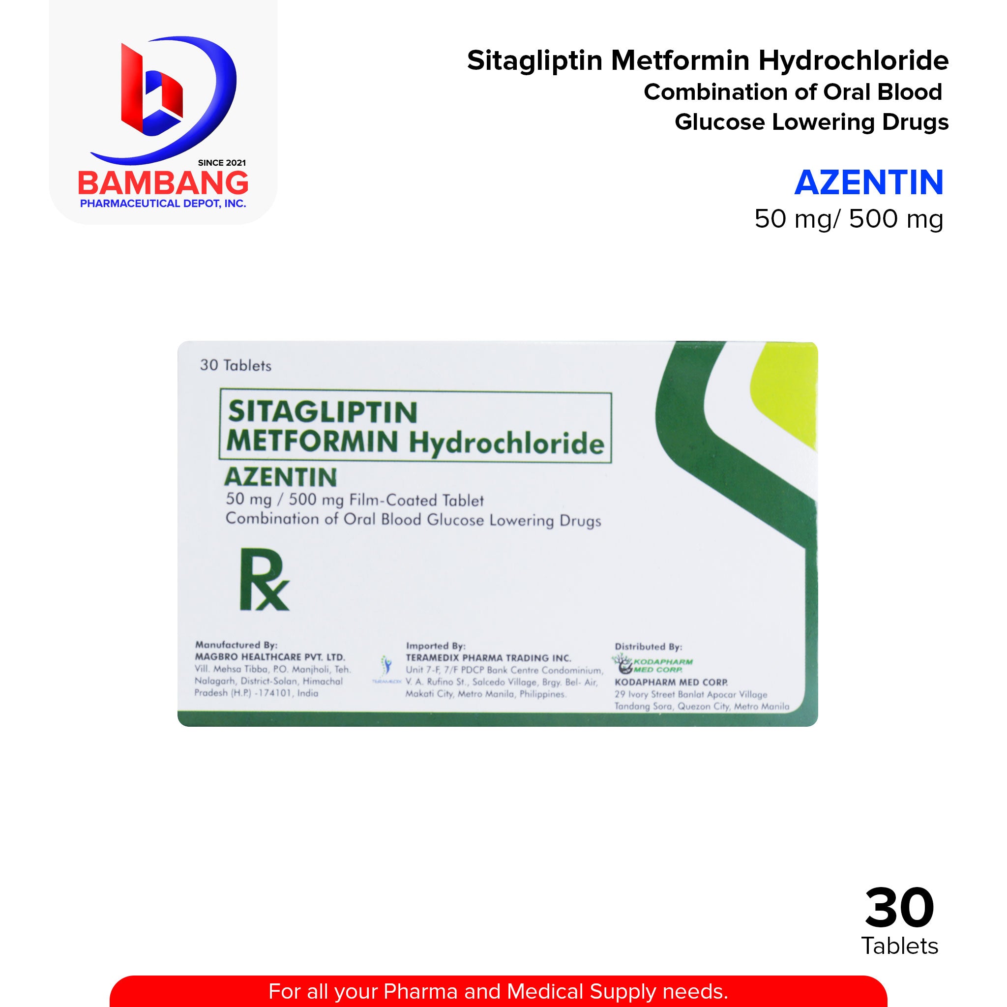 AZENTIN Sitagliptin Metformin Hydrochloride Combination of Oral Blood ...