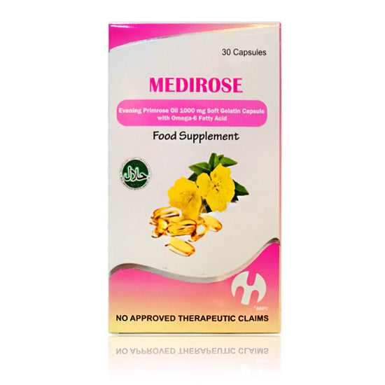 Evening Primrose (Medirose) 1000mg Soft Gelatin Capsule with Omega 6 F ...