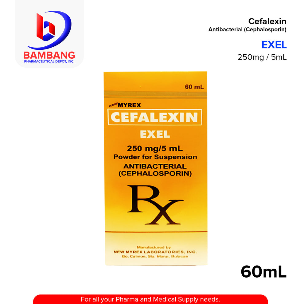 EXEL Cefalexin 250mg/5ml Anti Bacterial Cephalosporin Powder for Suspe ...