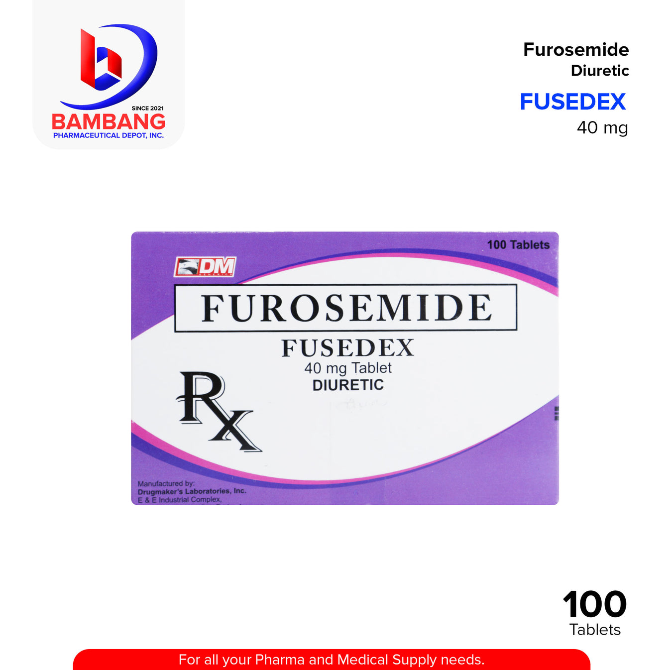 FUSEDEX Furosemide 40mg Diuretic Tablet 100's – Bambang Pharmaceutical ...