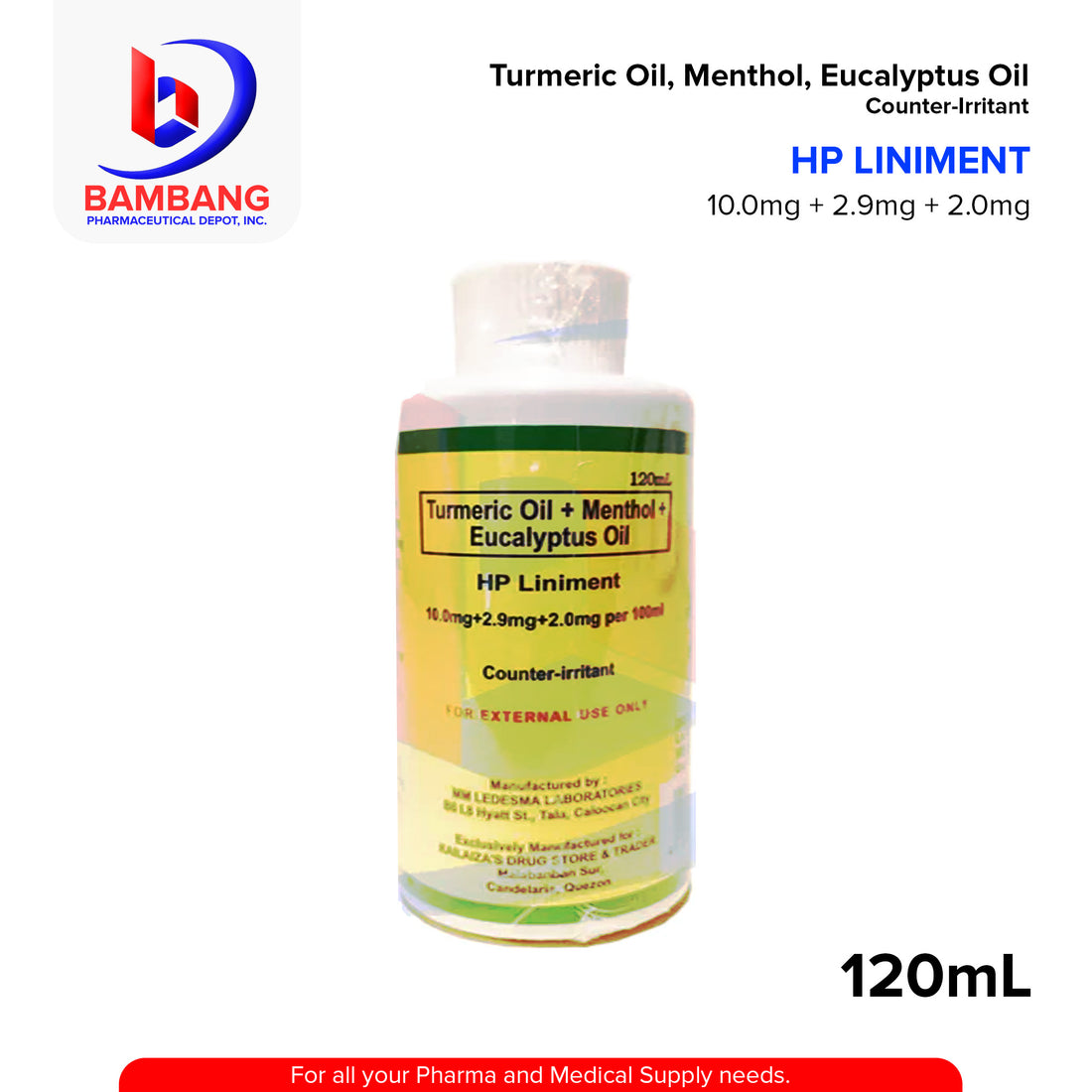 HP LINIMENT Turmeric Oil + Menthol + Eucalyptus Oil 10.0mg/2.9mg/2.0mg ...