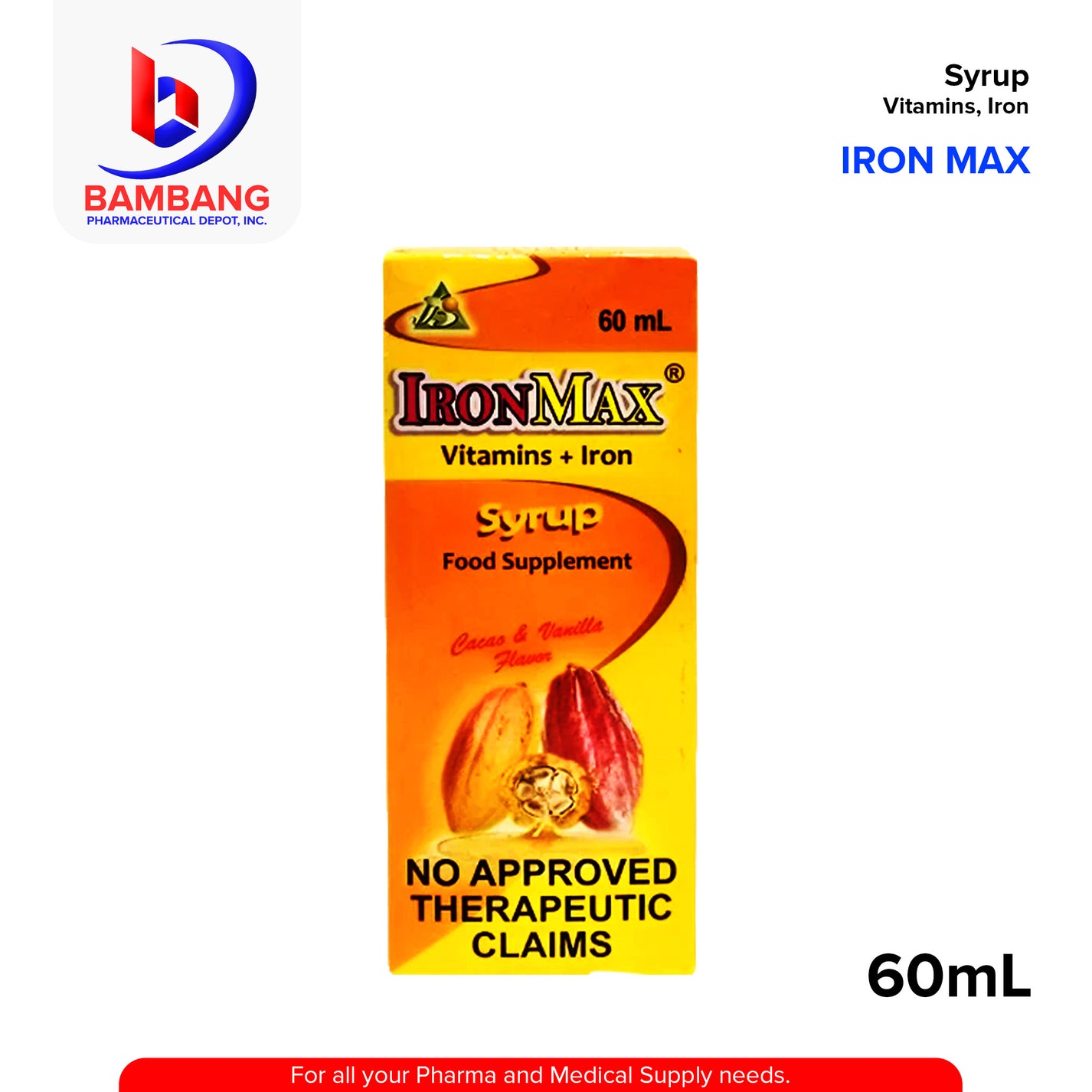 IRONMAX Vitamins + Iron Syrup 60ml – Bambang Pharmaceutical Depot Inc.