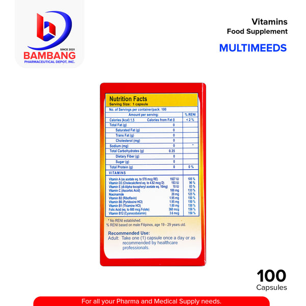 MULTIMEEDS Vitamins Food Supplement Capsule 100's – Bambang ...