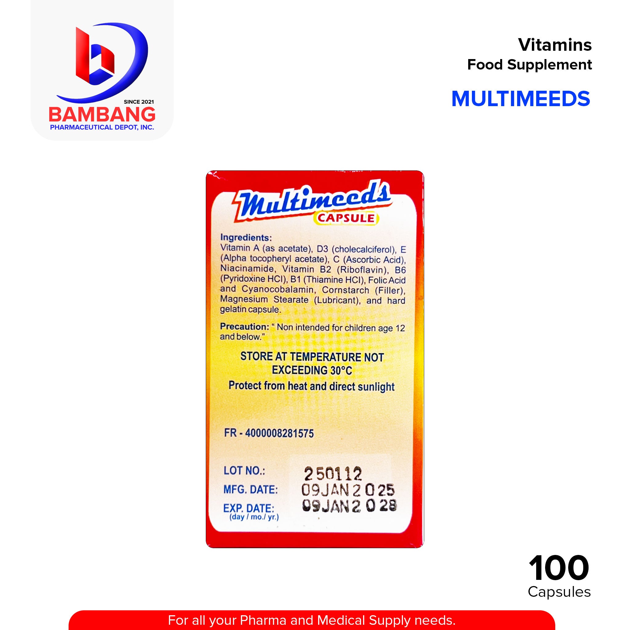 MULTIMEEDS Vitamins Food Supplement Capsule 100's – Bambang ...