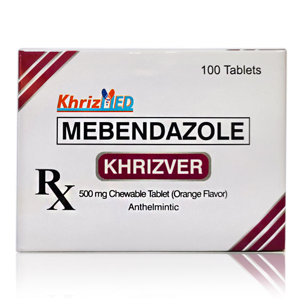 Mebendazole (Khrizver) 500mg "Orange Flavor" Chewable Tablets 100's ...