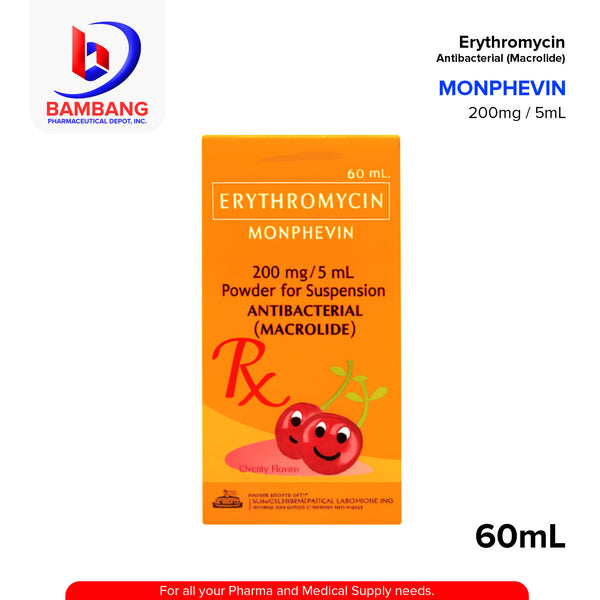 MONPHEVIN Erythromycin 200mg/5ml Susp. 60ml – Bambang Pharmaceutical ...