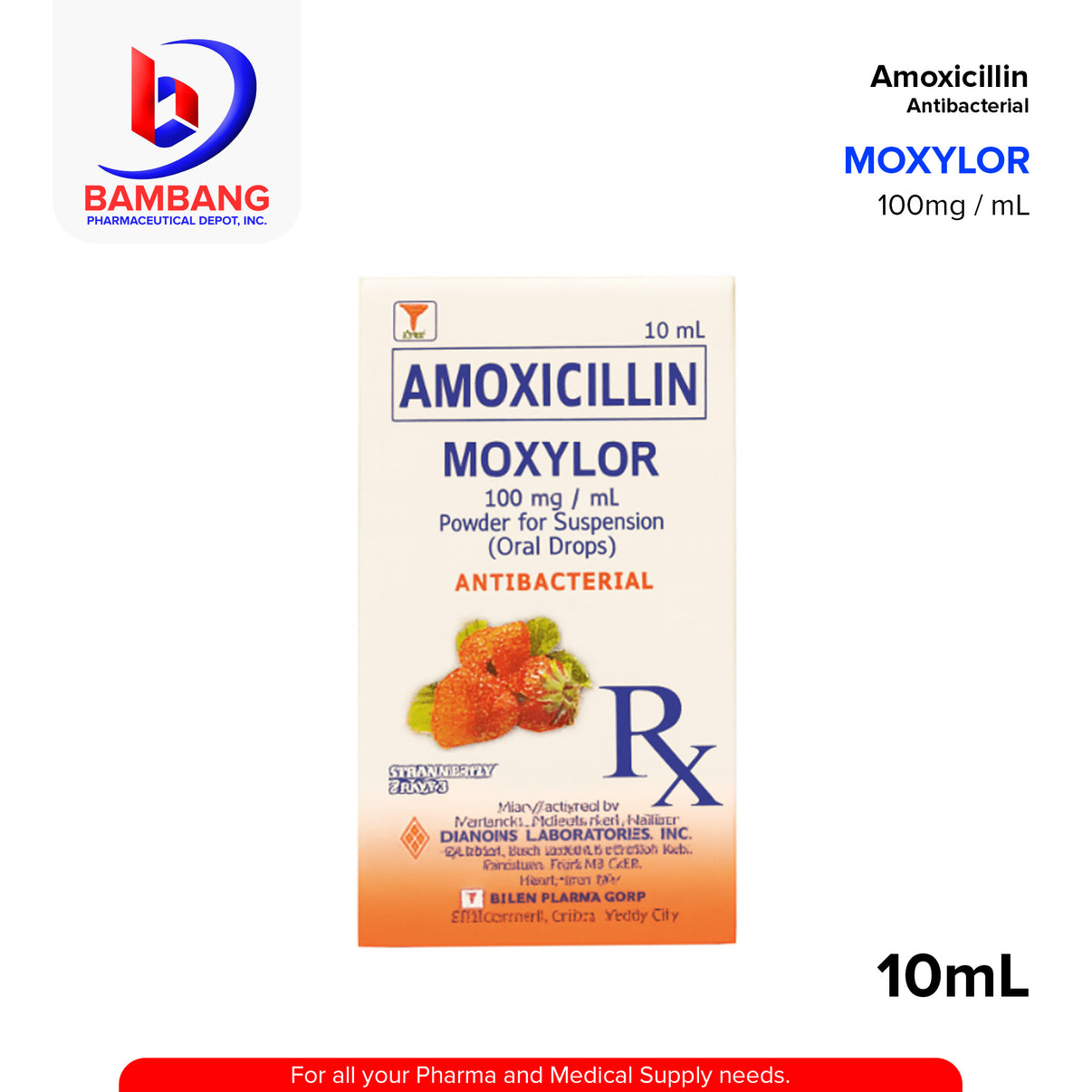 MOXYLOR Amoxicillin 100mg/ml Powder for Suspension Anti Bacterial (Ora ...
