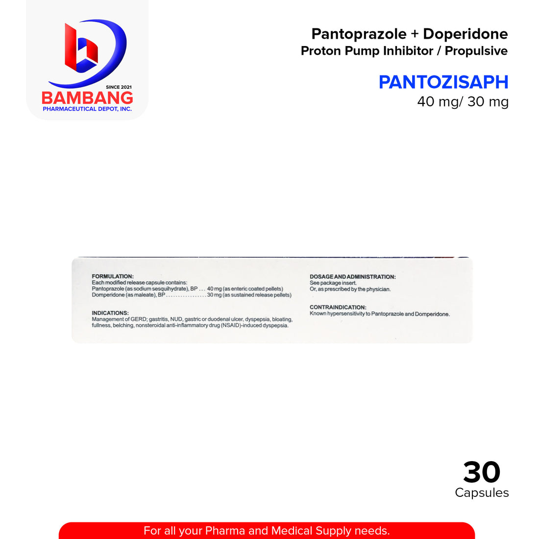 PANTOZISAPH Pantoprazole + Domperidone 40 mg / 30 mg Modified Release ...