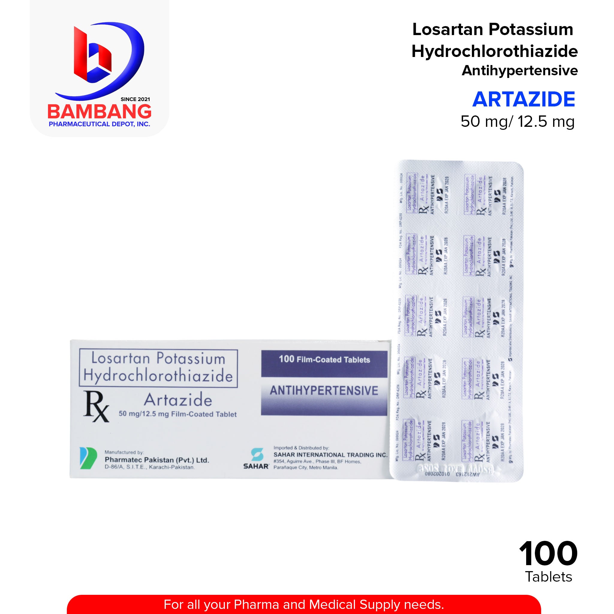 ARTAZIDE Losartan Potassium Hydrochlothiazide Antihypertensive 50 mg ...