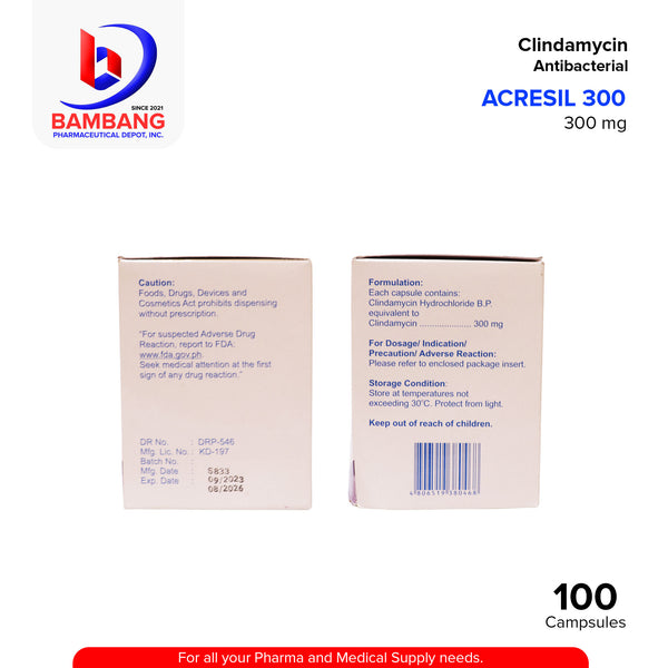 ACRESIL 300 Clindamycin 300mg Antibacterial Capsule 100's – Bambang ...