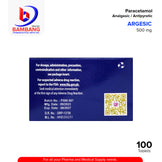 ARGESIC Paracetamol Analgesic / Antipyretic 500 mg Tablet 100's ...