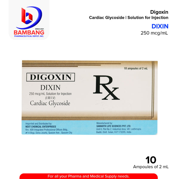 DIXIN Digoxin 250mcg/ml Solution for Injection (I.M/I.V) Cardiac Glyco ...