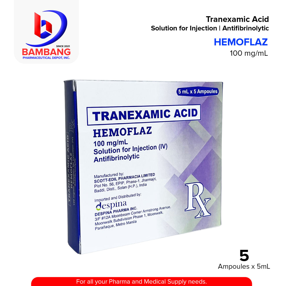 HEMOFLAZ Tranexamic Acid 100mg/ml Solution For Injection 5ml x Ampoule ...