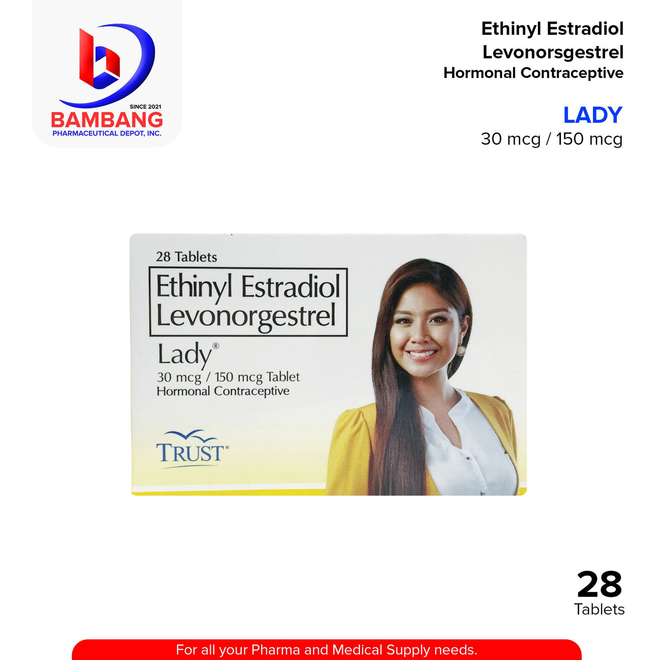 TRUST LADY Ethinyl Estradiol Levonorgestrel 30mcg / 150mcg Hormonal Co ...