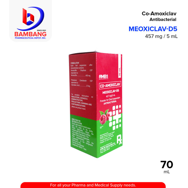 MEOXICLAV Co-Amoxiclav 457 mg . 5 mL Powder for Oral Suspension Antiba ...