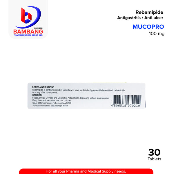MUCOPRO Rebamipide Antigastritis / Anti-Ulcer 100 mg Tablet 30's ...