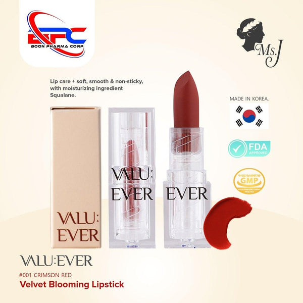 VALU:EVER Velvet Blooming Lipstick Long Lasting Matte Finish Moisturiz ...