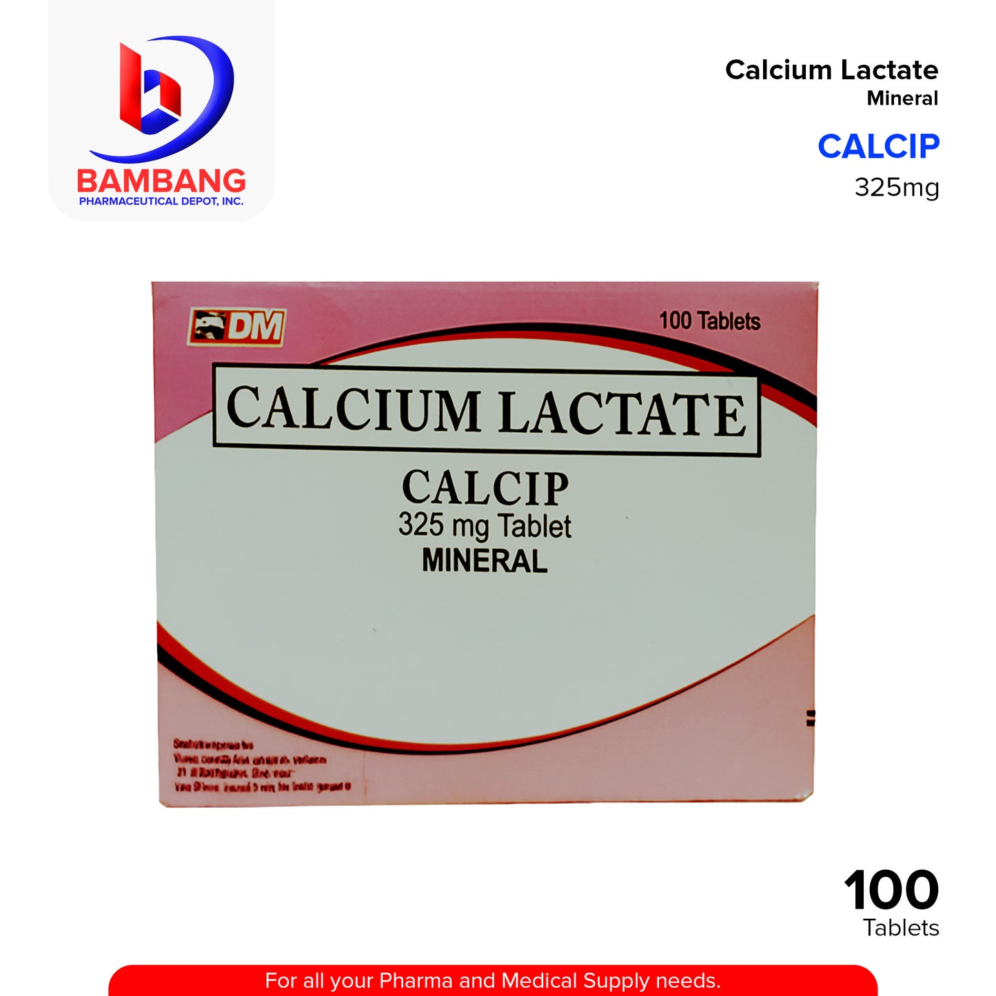 CALCIP Calcium lactate 325mg Tablet 100's – Bambang Pharmaceutical ...