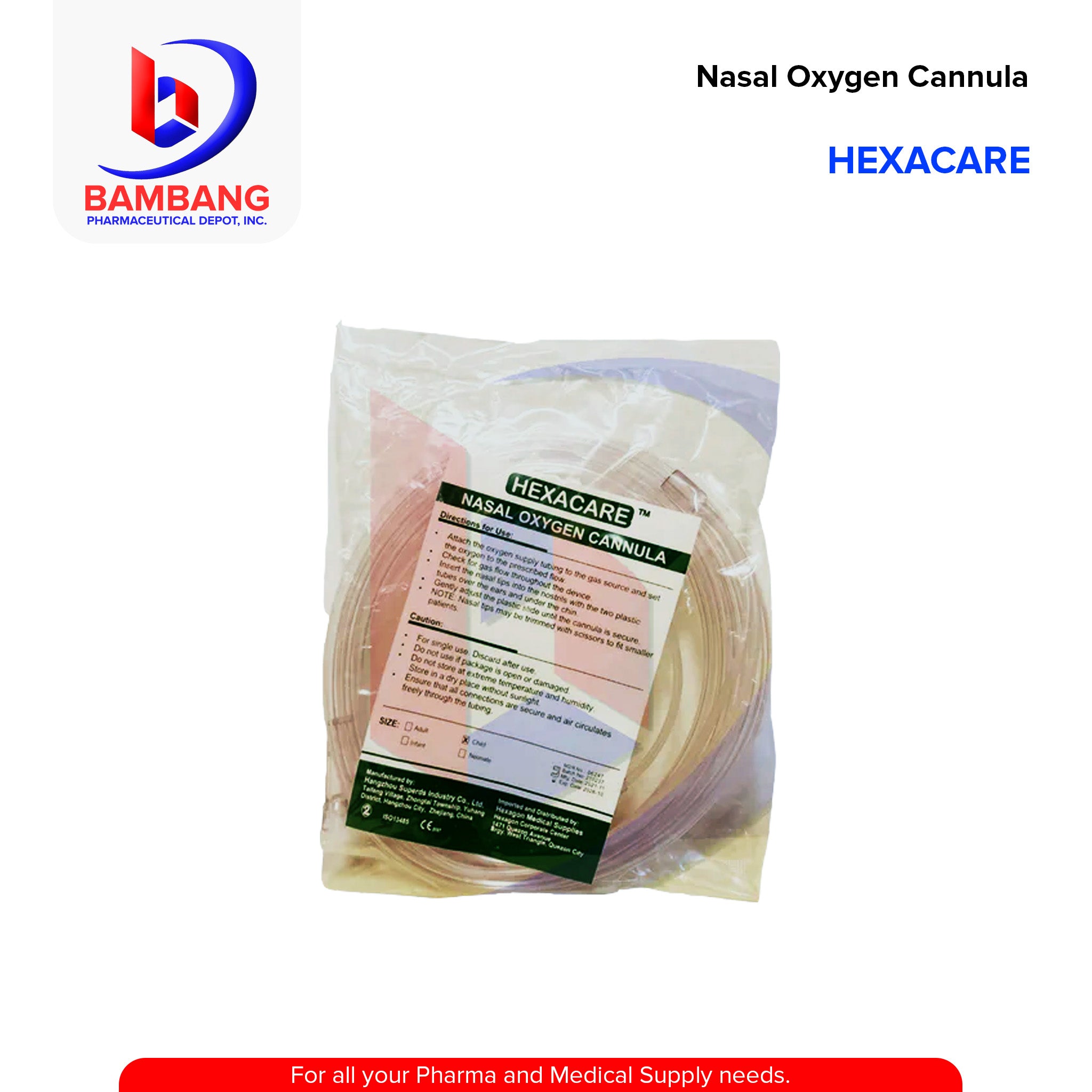 HEXACARE Nasal Oxygen Cannula Pedia – Bambang Pharmaceutical Depot Inc.