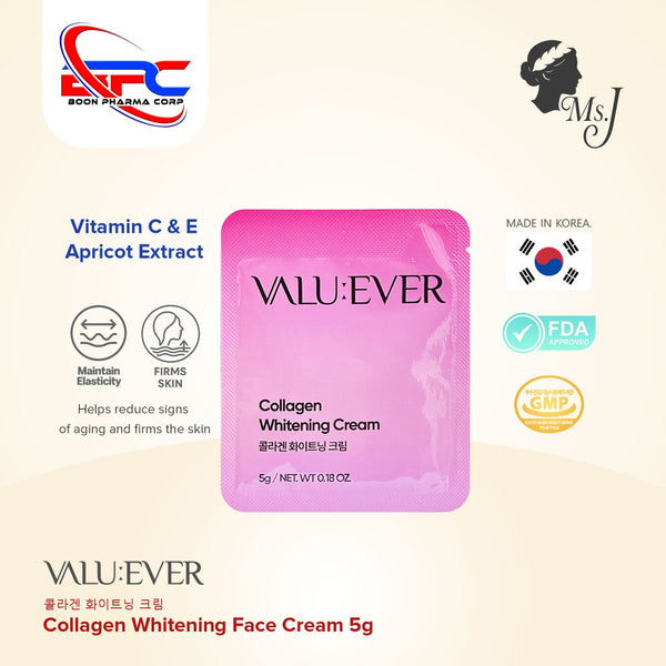 VALU:EVER Collagen Whitening Face Cream 5g Brightening Moisturizer ...