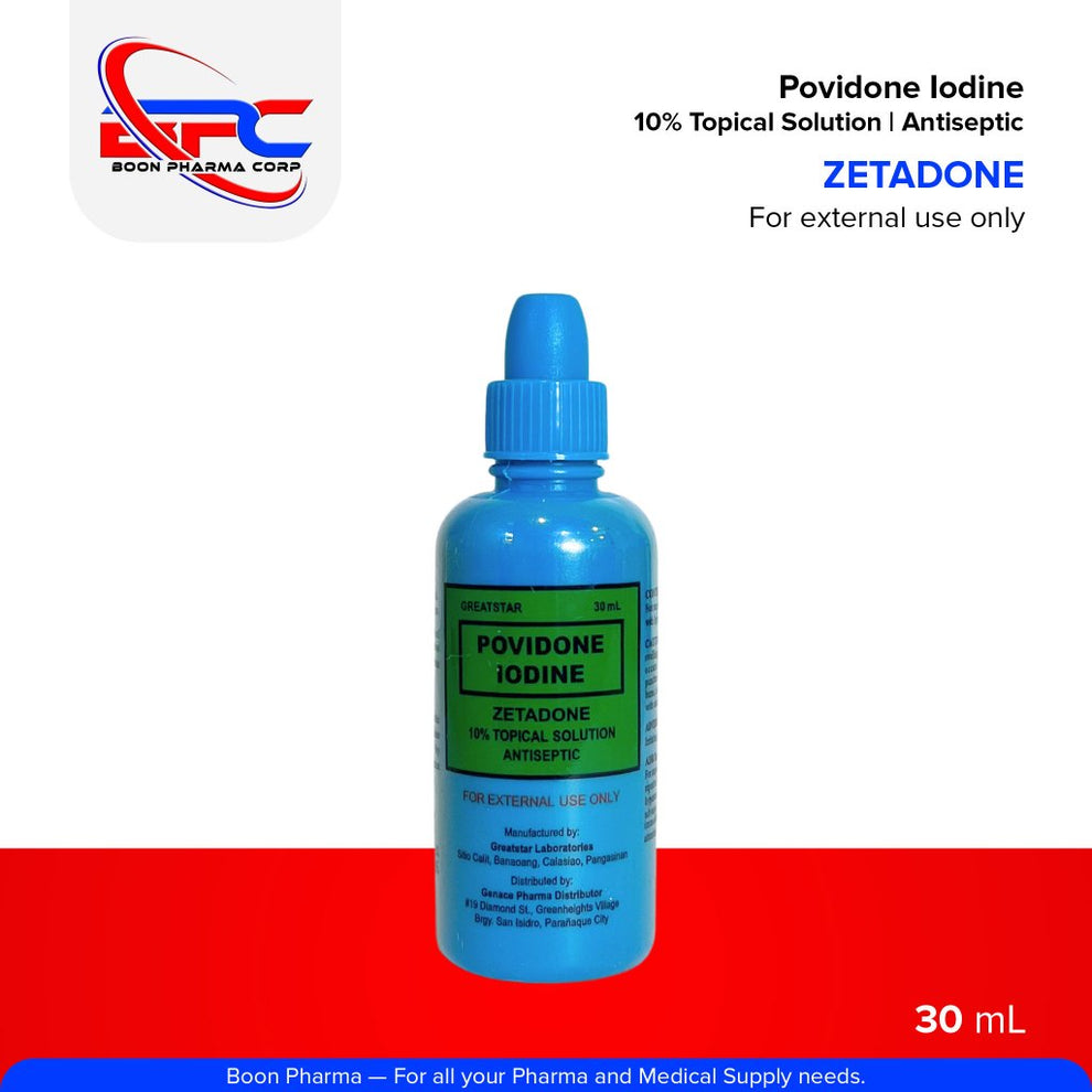 GREATSTAR ZETADONE Povidone Iodine 10% Topical Solution Antiseptic 30m ...