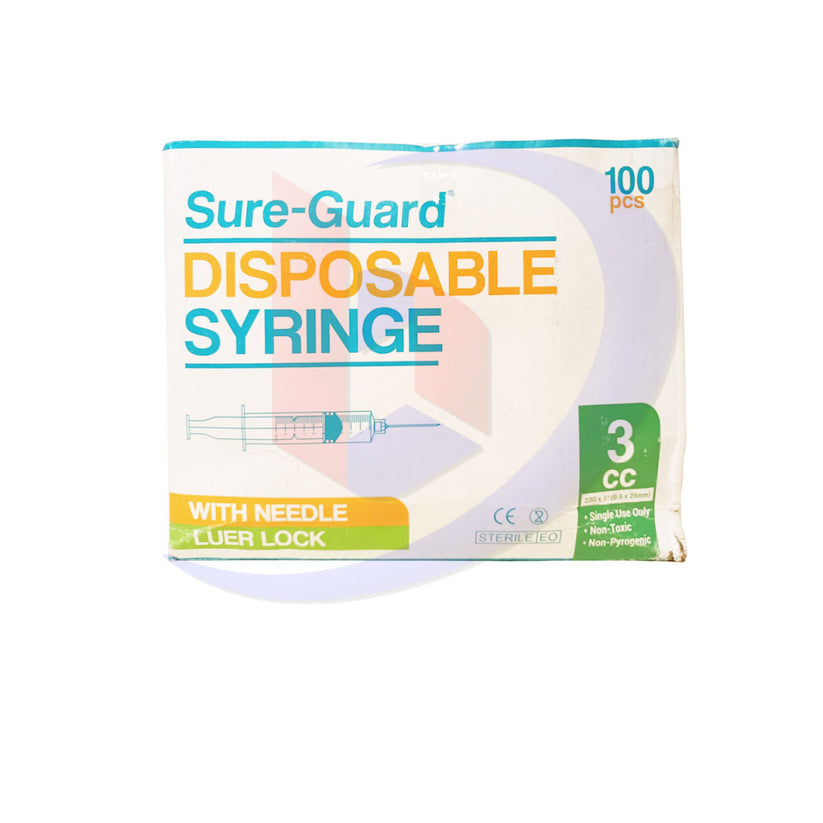 Disposable Syringe (Sure Guard) 23g x 1 (0.6 x 25mm) 3CC 100's ...