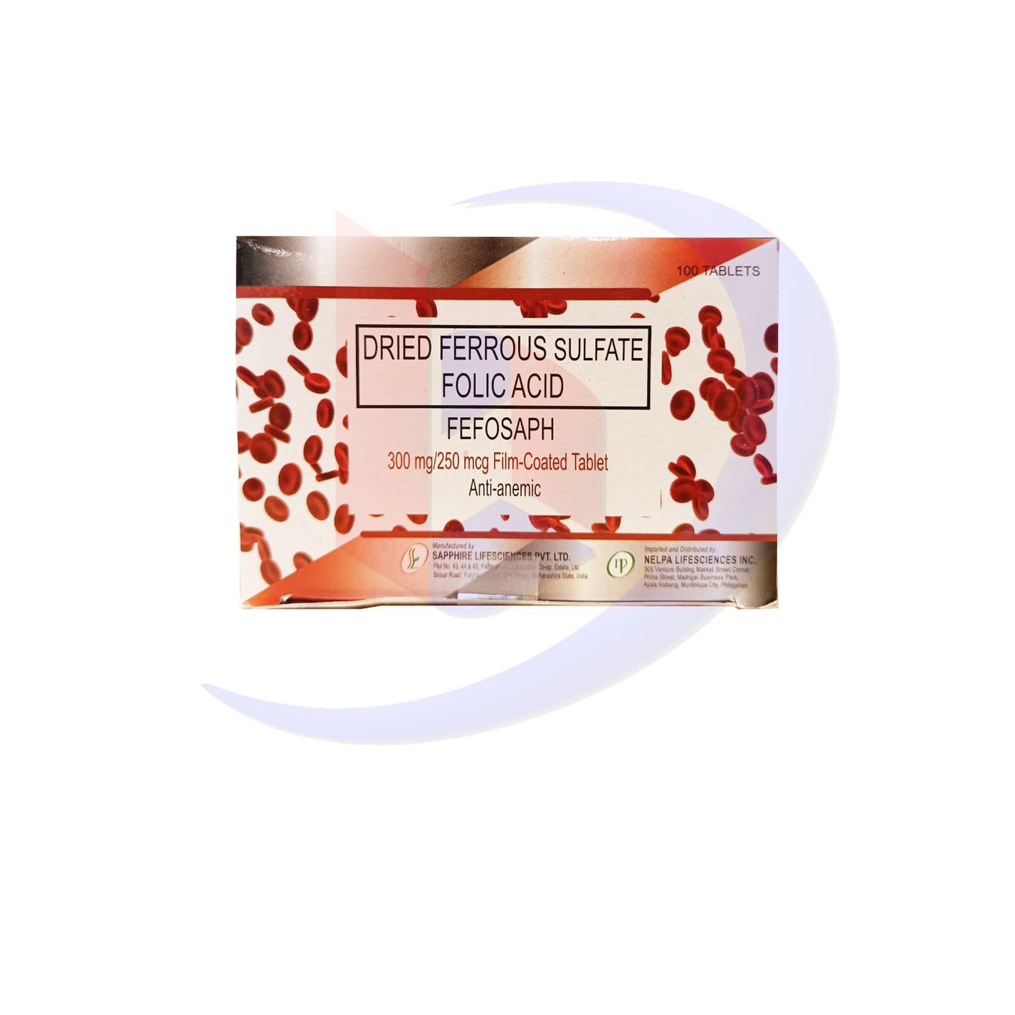 FEFOSAPH Dried Ferous Sulfate + Folic Acid 300mg/250mcg Film Coated Ta ...