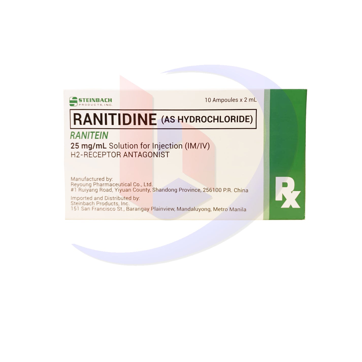 Ranitidine as Hydrochloride (Ranitein) 25mg/ml Solution for Injection ...